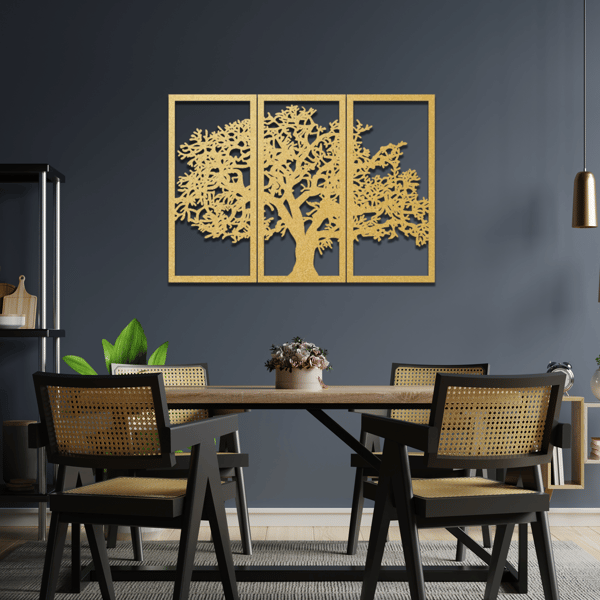 Rustic 3 Panel Tree of Life, Farmhouse Decor, W... - Folksy