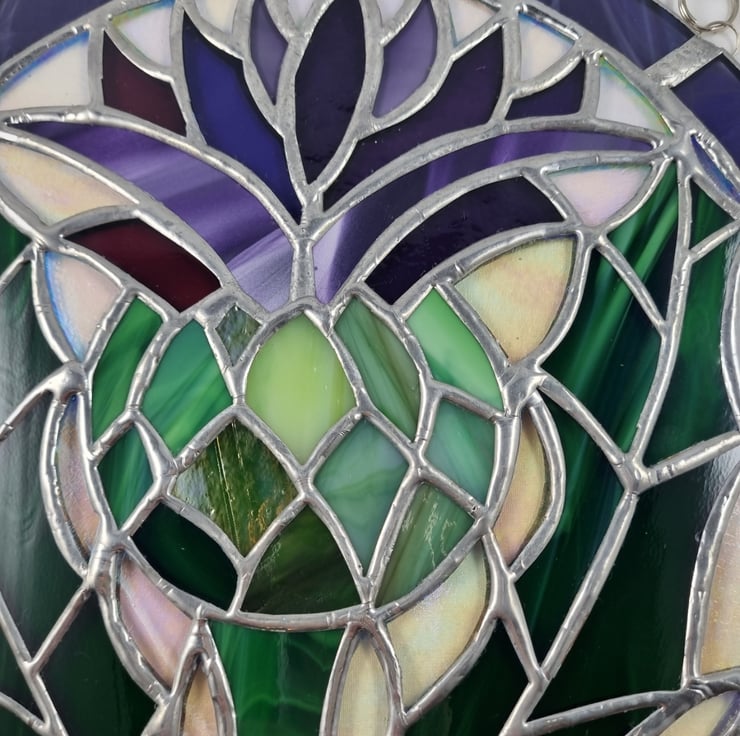500 - Stained glass large single thistle - hand... - Folksy