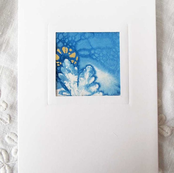 3 BOTANICAL CYANOTYPE PRINT CARDS WITH GOLD LEAF - Folksy