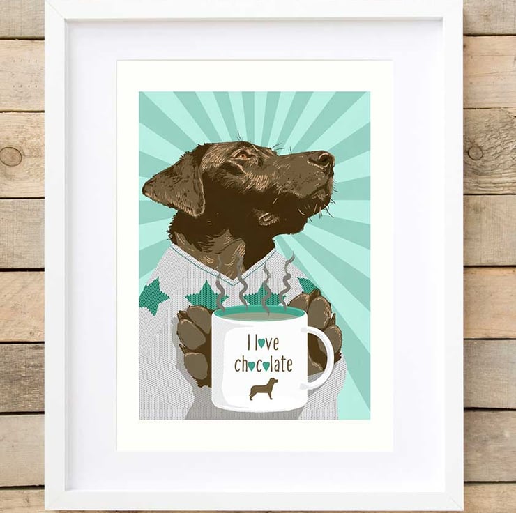 Chocolate Labrador wall art, Chocolate Lab pet ... - Folksy