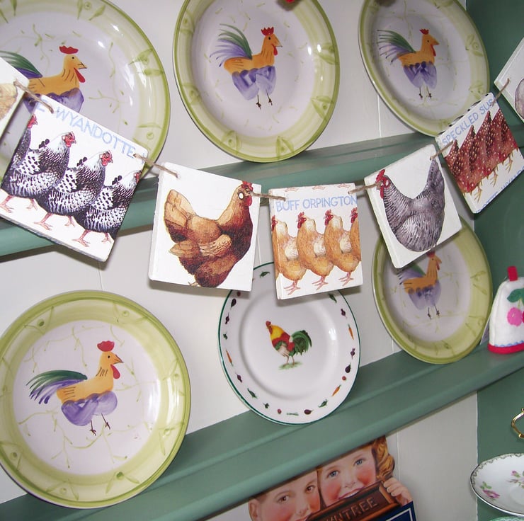 Handcut Wooden Bunting Emma Bridgewater Chicken... - Folksy