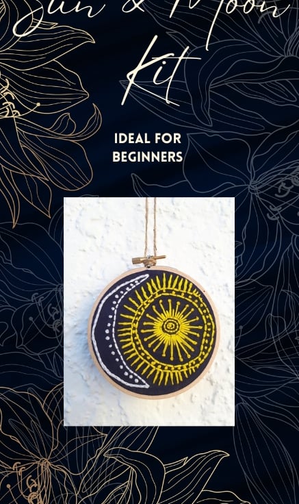 Boho Embroidery DIY Kit Sun and Moon - Folksy