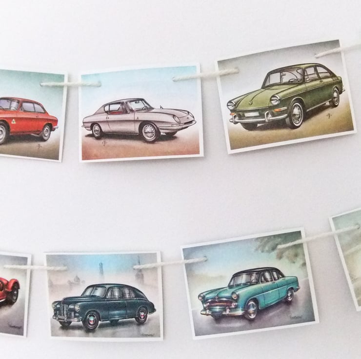 Vintage Cars Bunting - Recycled Bunting - Pape... - Folksy