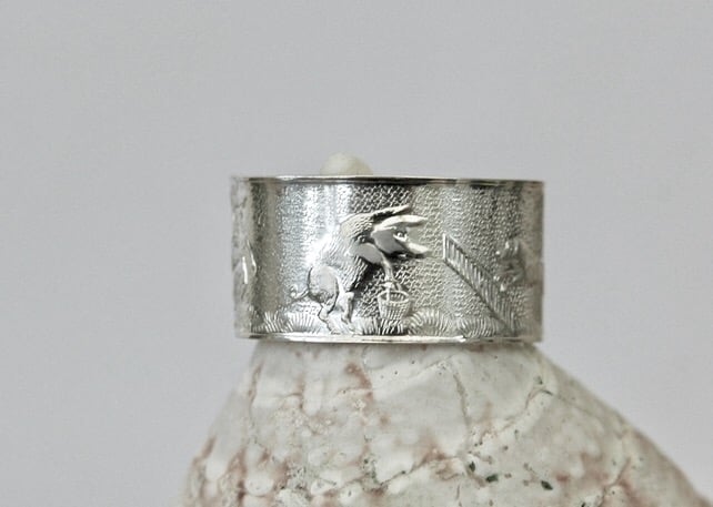 Sterling Silver Farm Animal Open Ring - Dog, Bu... - Folksy