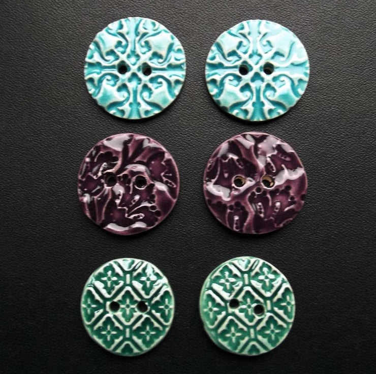 set of six large ceramic buttons - Folksy
