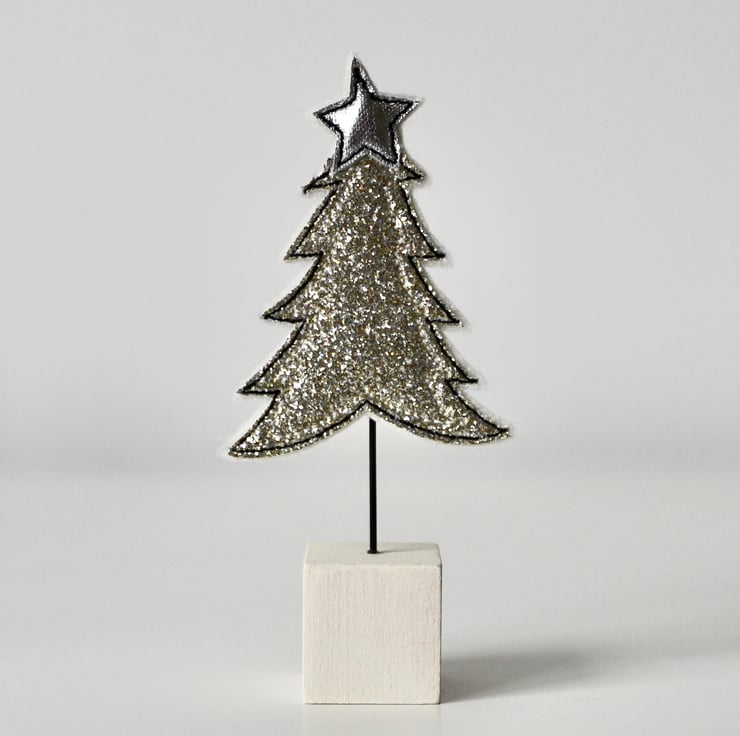 A Glittery Christmas Tree with Painted Wooden B... - Folksy