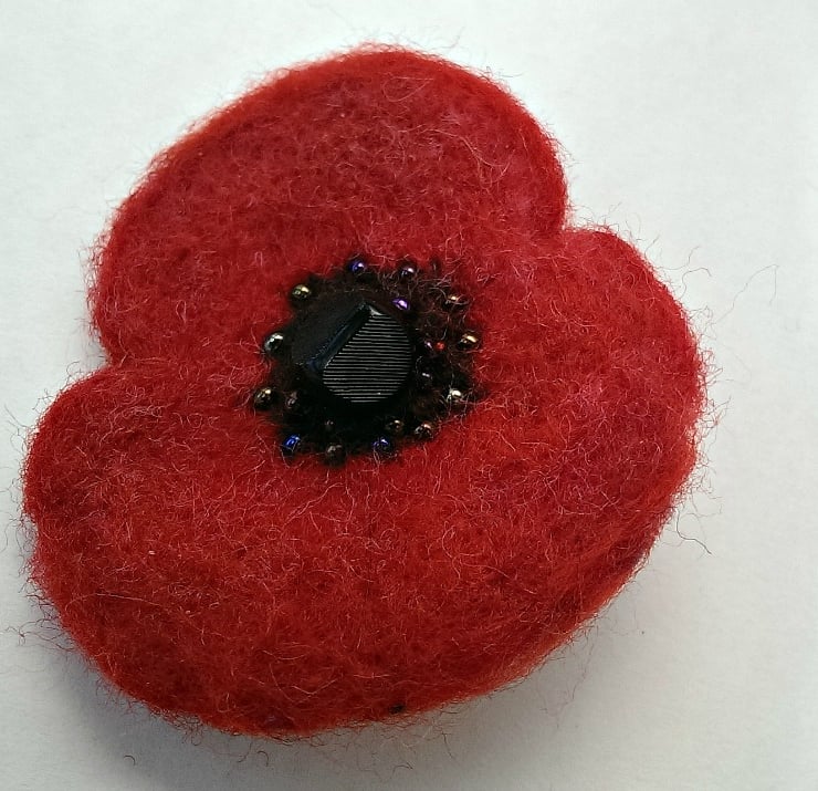 Felted Poppy Corsage Brooch - Folksy