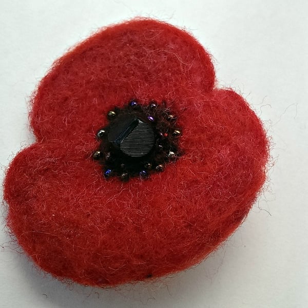 Felted Poppy Corsage Brooch - Folksy