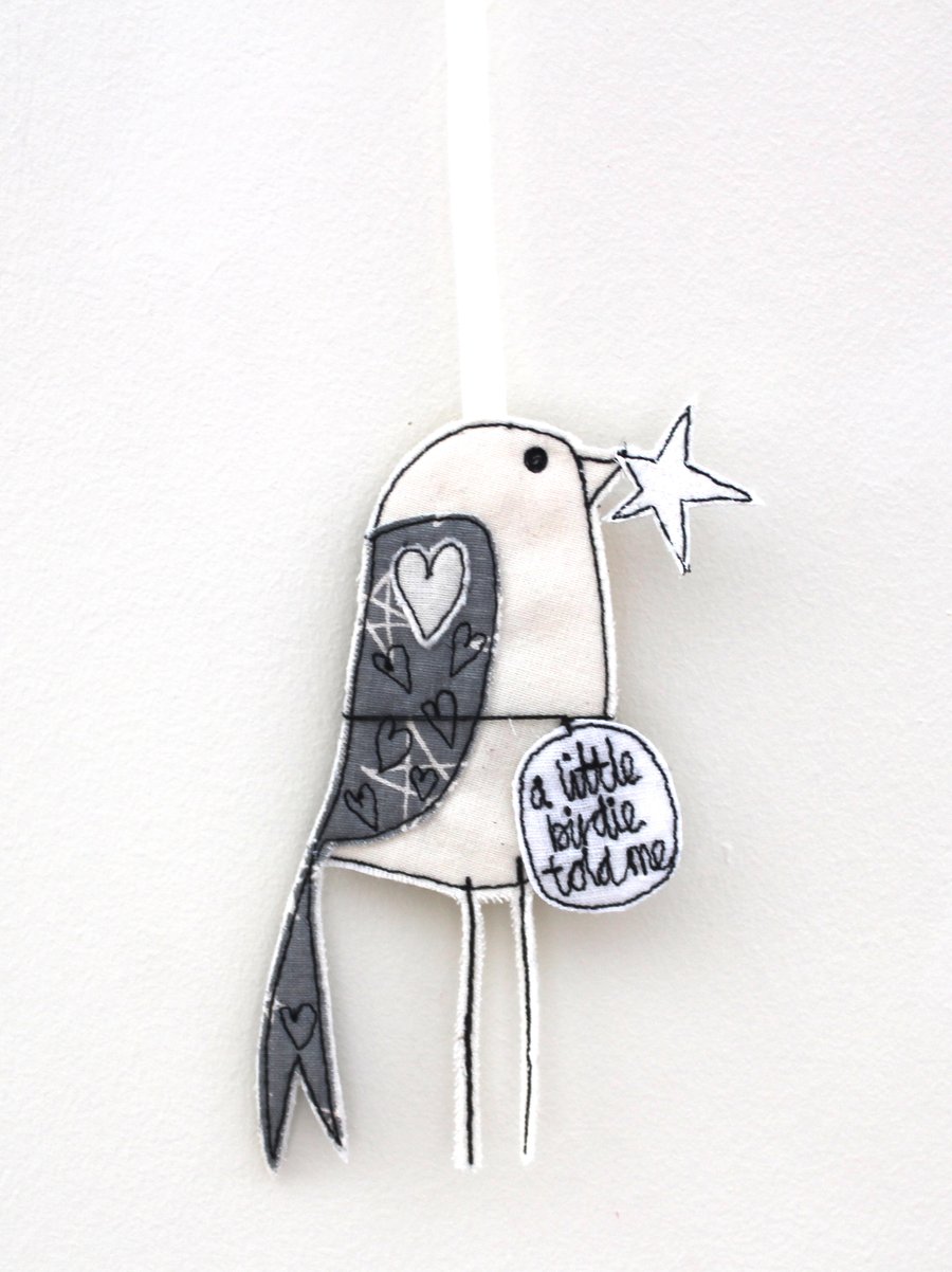 'A Little Birdie Told Me' - Hanging Decoration - Folksy