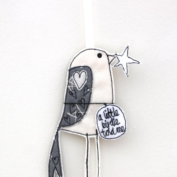 'A Little Birdie Told Me' - Hanging Decoration - Folksy