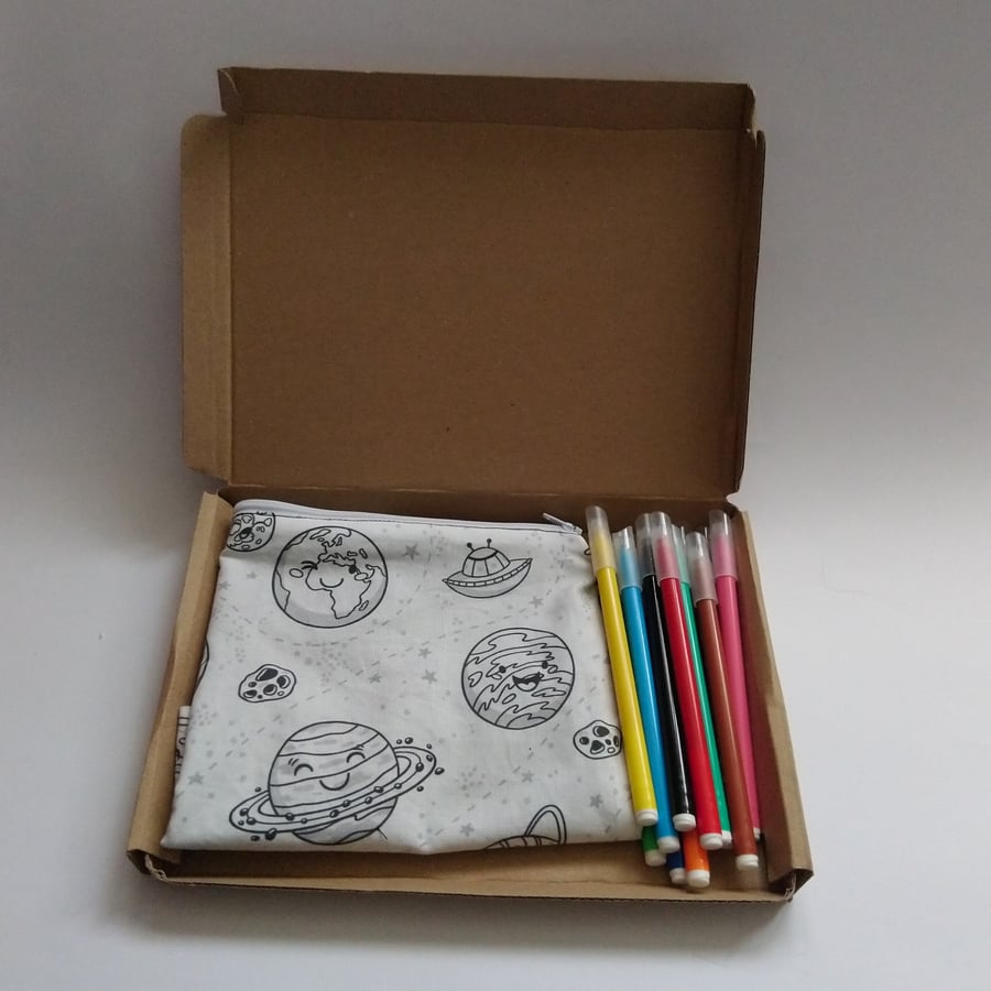 Solar System Pencil Case to Colour, Letterbox Gift - Folksy