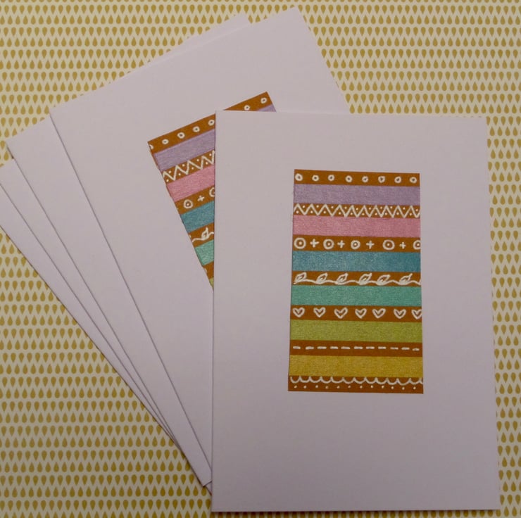 Hand Illustrated Set of 5 Note Cards - Folksy