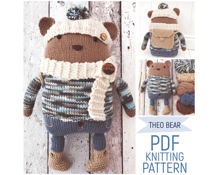 Digital PDF Knitting Pattern for Knitted Toy Te... - Folksy