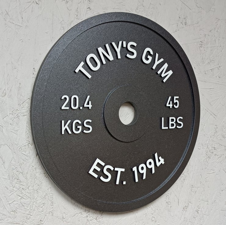 Personalised home gym barbell sign metallic - Folksy