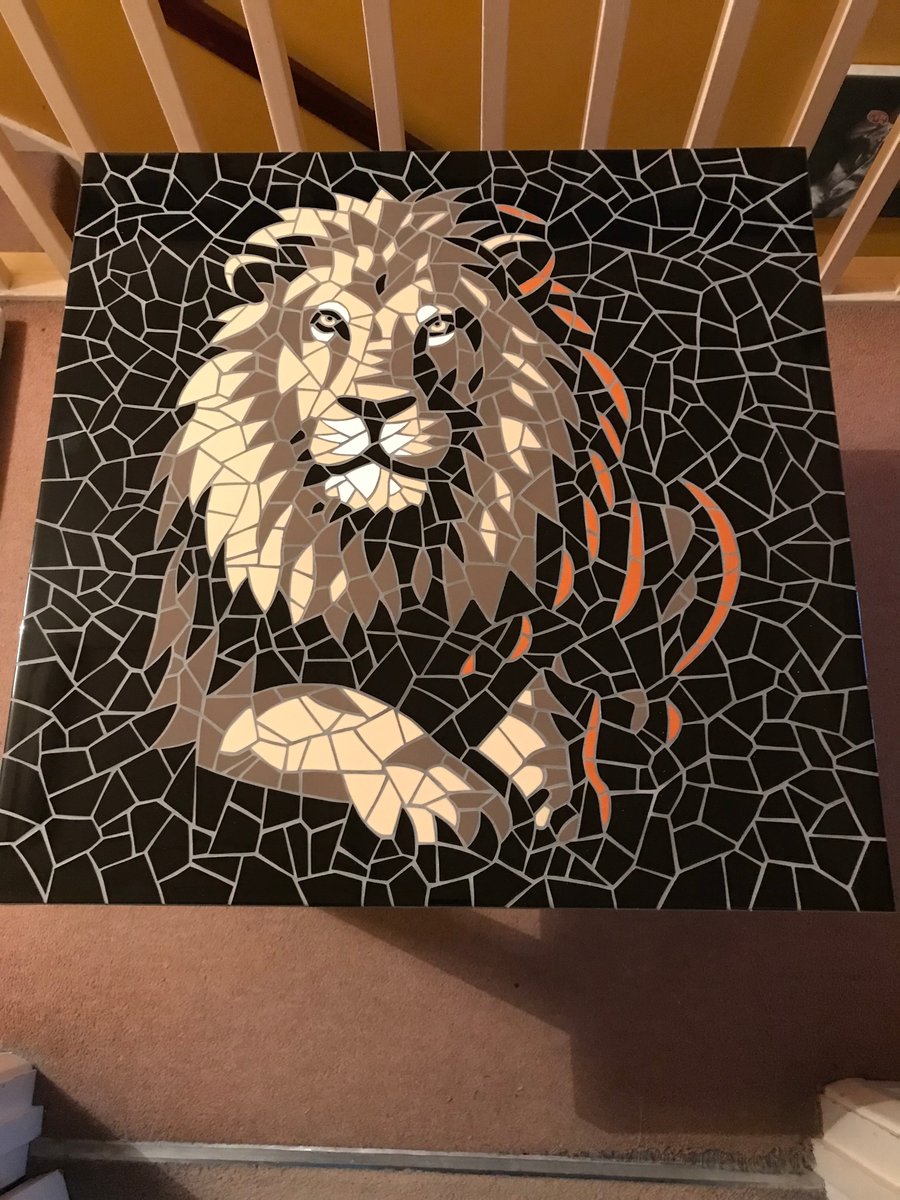 Lion mosaic table - Folksy