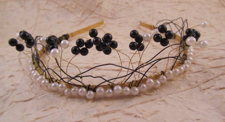 Black and White Wirework Tiara - Folksy