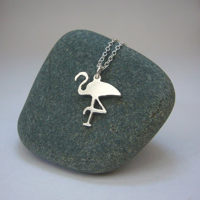 Silver flamingo necklace, animal jewellery, cut... - Folksy