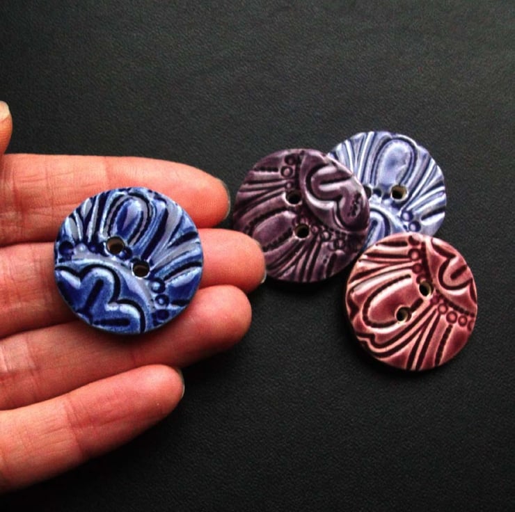 set of four large ceramic buttons - Folksy
