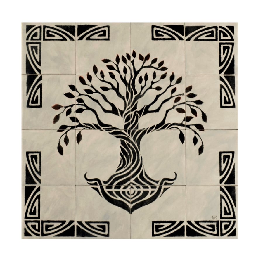 Grey Tree of Life Backsplash - Folksy