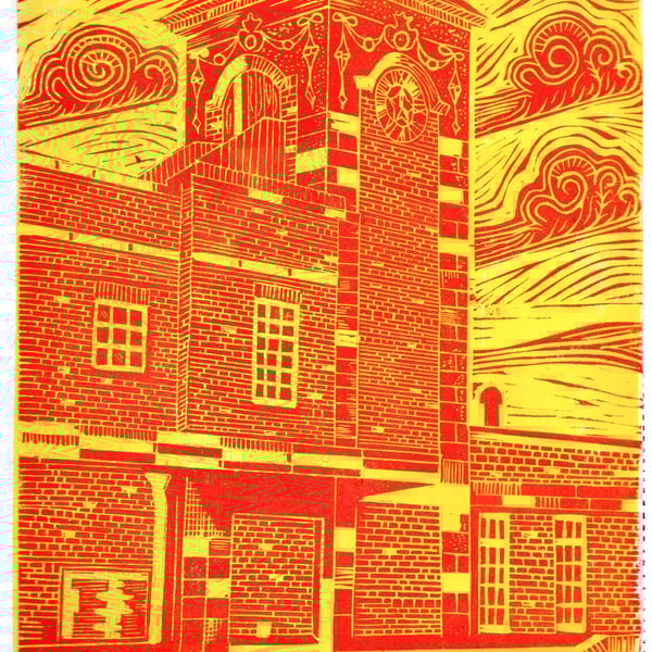 Nuneaton Railway Station Clock Tower (Yellow &a... - Folksy