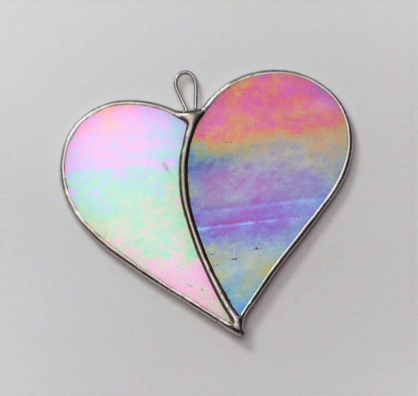 Stained Glass Love Heart "When Two Hearts ... - Folksy