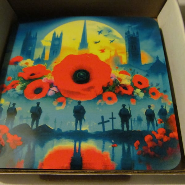 Set of two Remembrance Day Coasters - Folksy