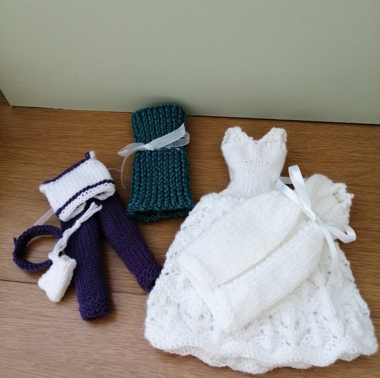 Set of hand knitted items for a teenage doll - Folksy