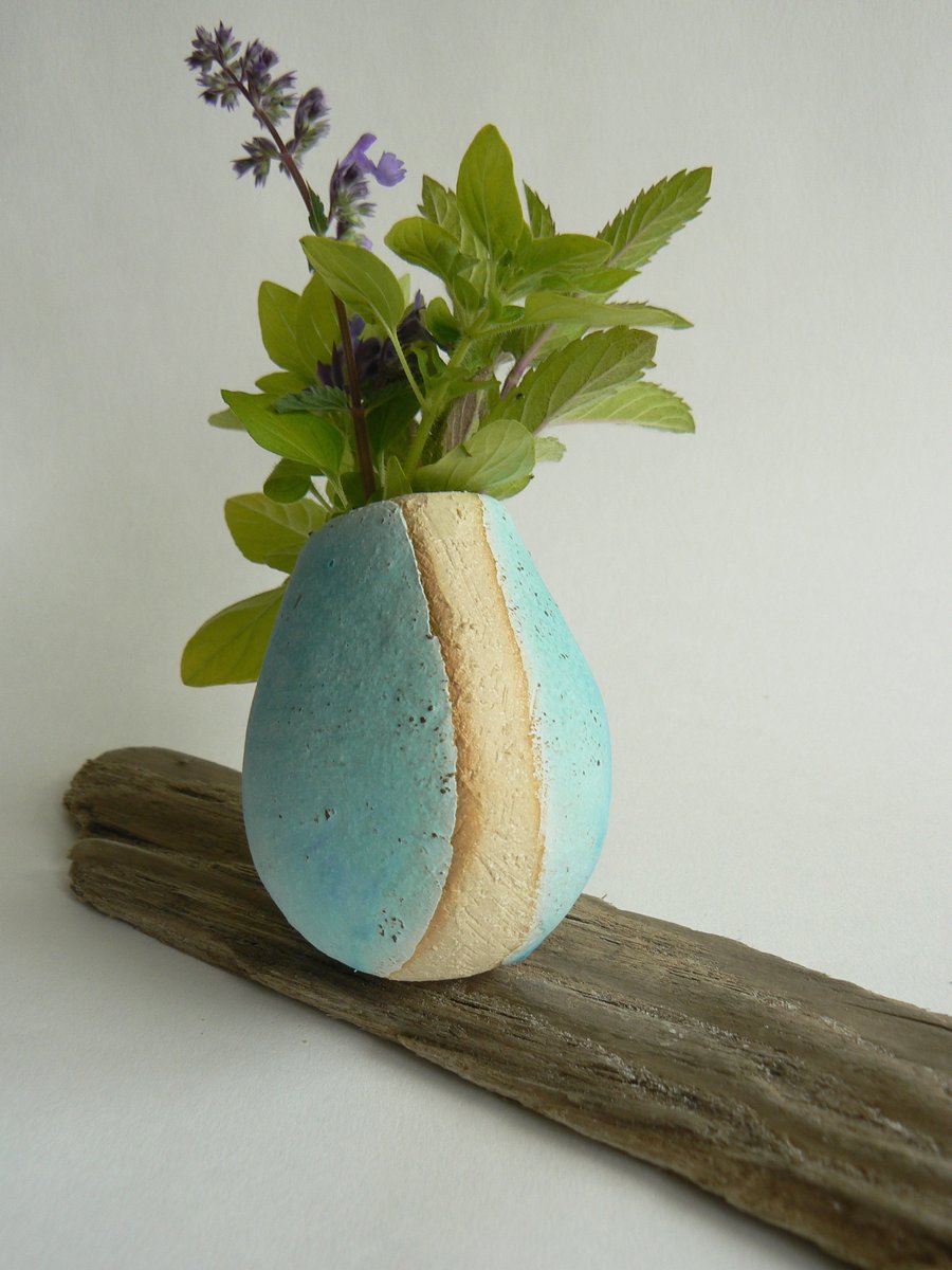 Pebble Pot with Turquoise Glaze - Folksy