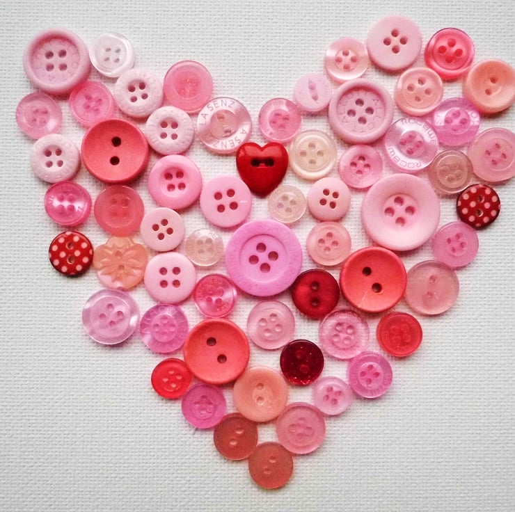 Handmade Button Heart Canvas - Folksy