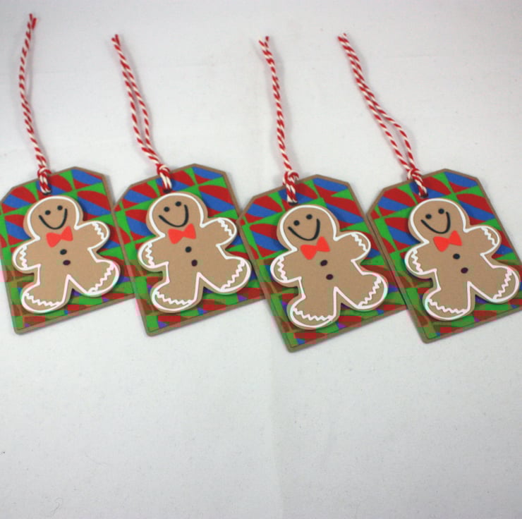 Handmade Christmas gift tags - gingerbread men ... - Folksy