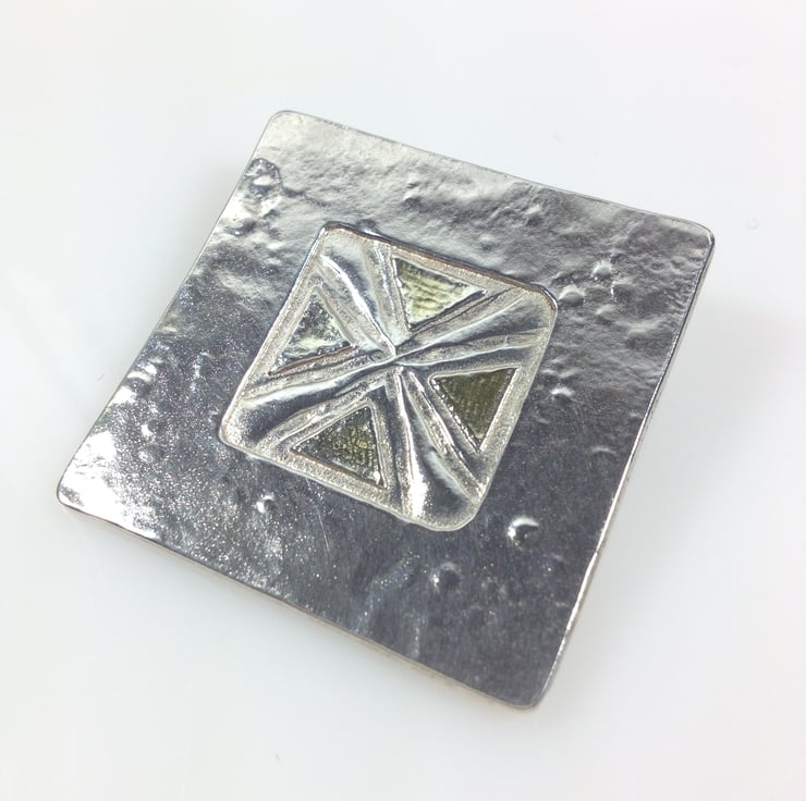 Silver and 18ct gold square brooch - Folksy
