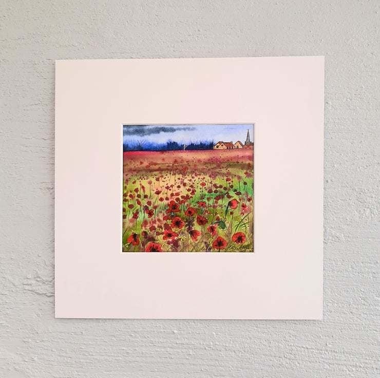 Ruby Poppies. Landscape Painting. Watercolour a... - Folksy