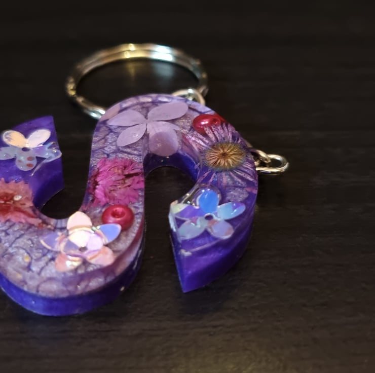 Resin letter flower keyrings with accessories - Folksy