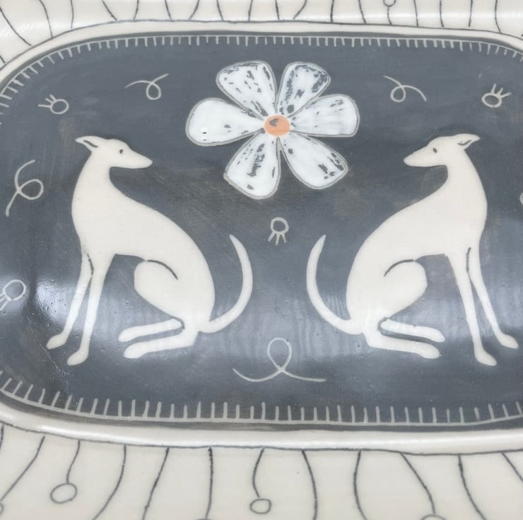 Unique Handmade Serving Platter with Dogs and F... - Folksy