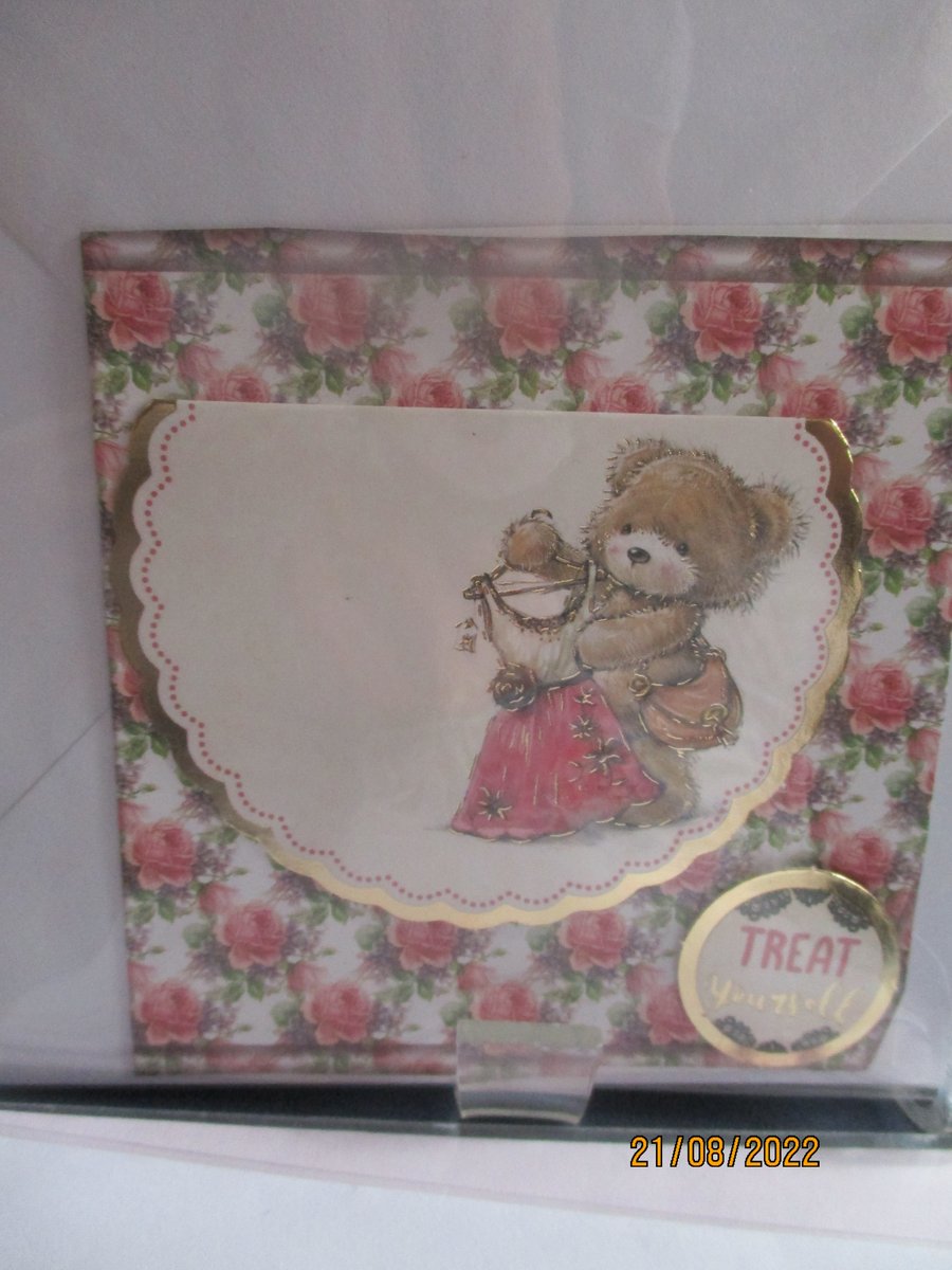 Treat Yourself Teddy Card - Folksy