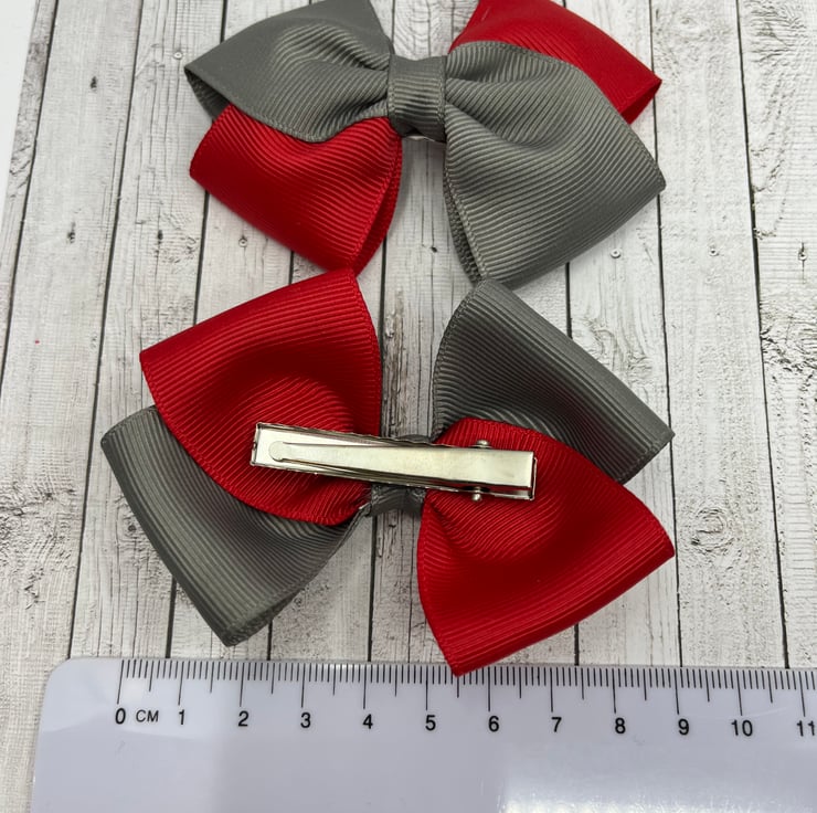 School Red and Grey Diagonal Double with Bows o... - Folksy