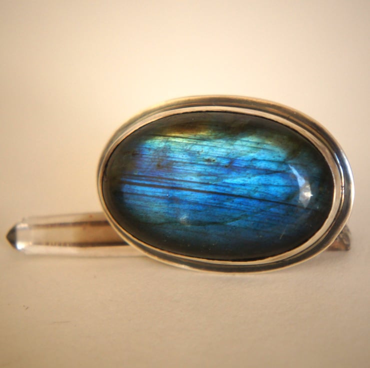 Oval Labradorite and Sterling Silver Ring - Folksy