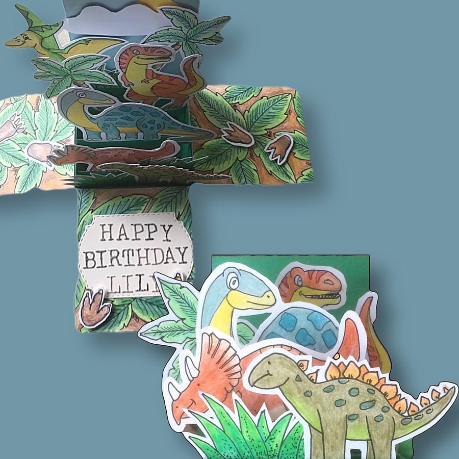 Handmade 3D Dinosaur Card - Folksy