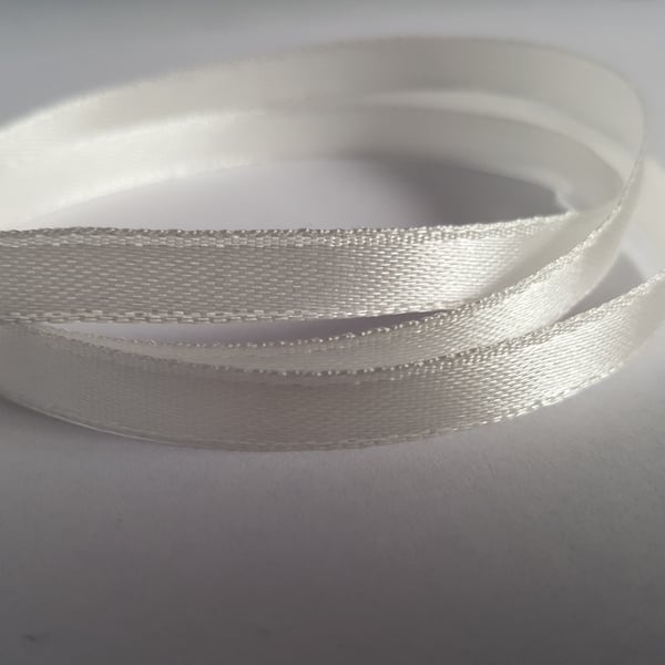 10m Satin Ribbon - 6mm - White - Folksy