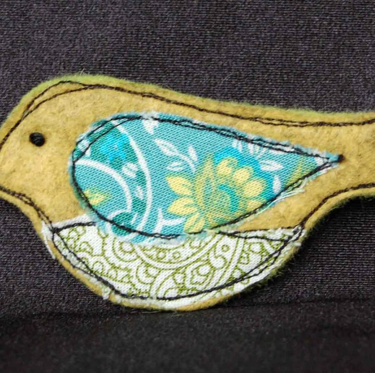 Felt and Fabric Bird Shaped Brooch - Folksy
