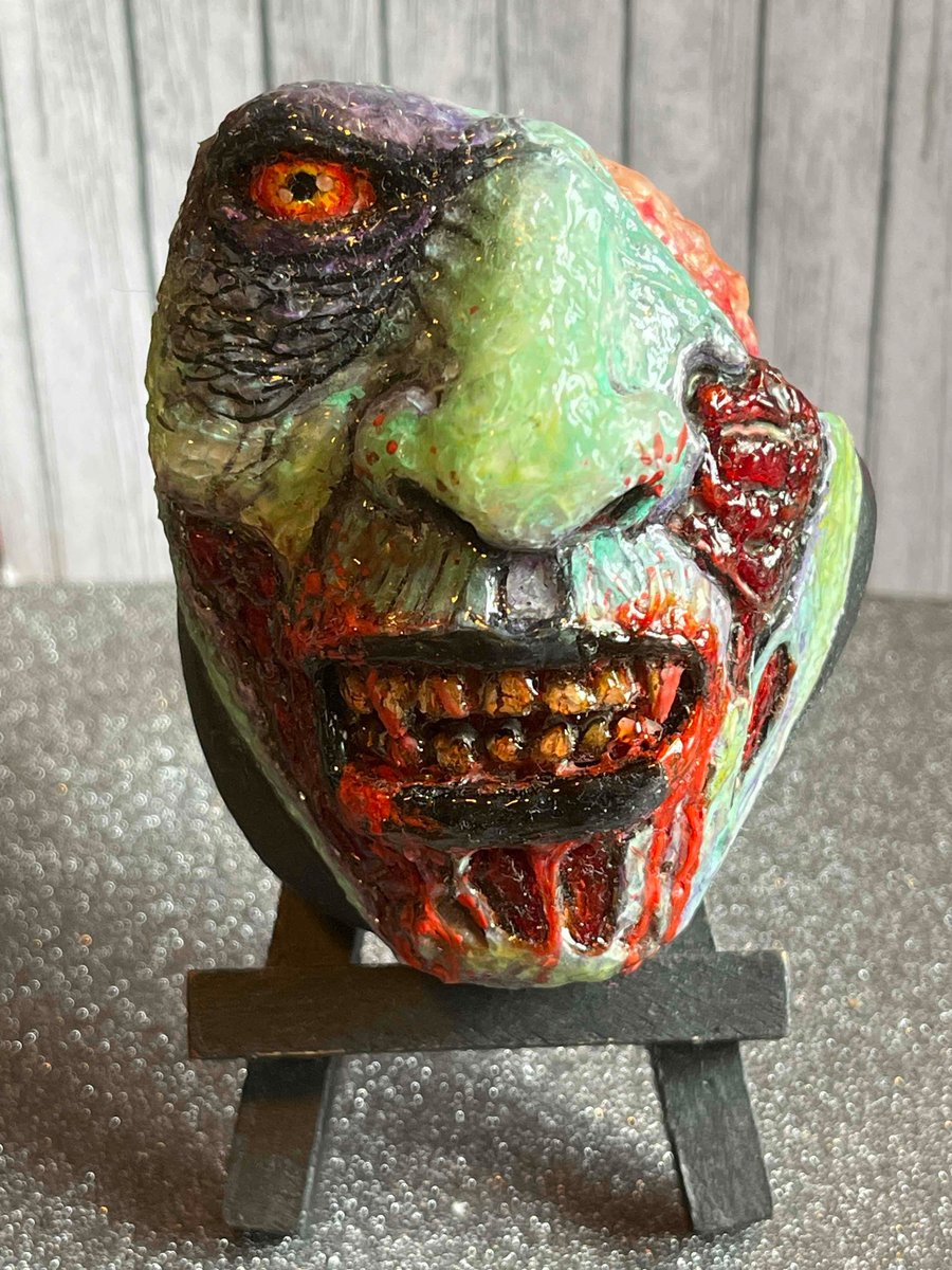 Hand painted Zombie Vampire Stone - Folksy