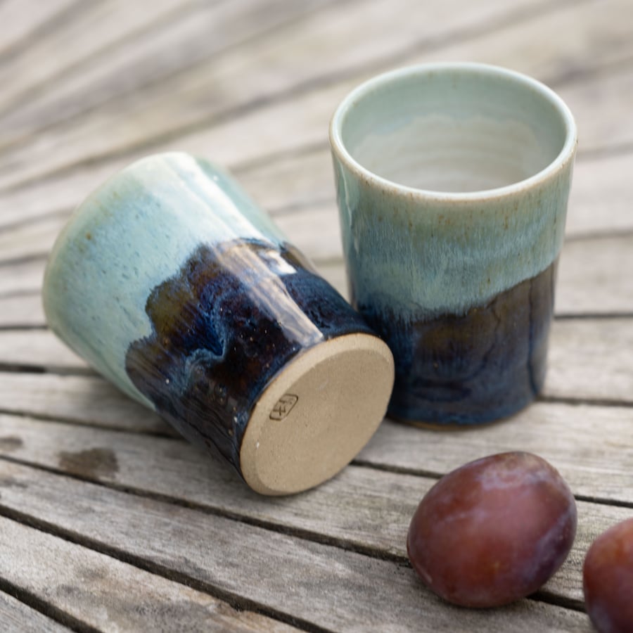 Midnight and Pale Blue Beakers - Folksy