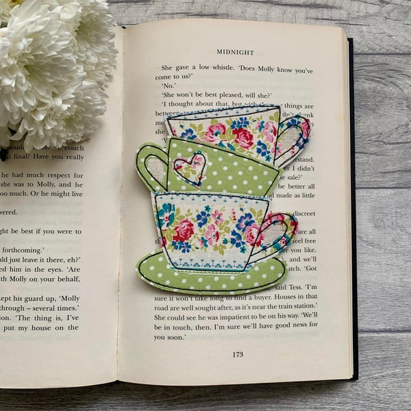 Bookmark, tea cup stack bookmark, gift for readers - Folksy