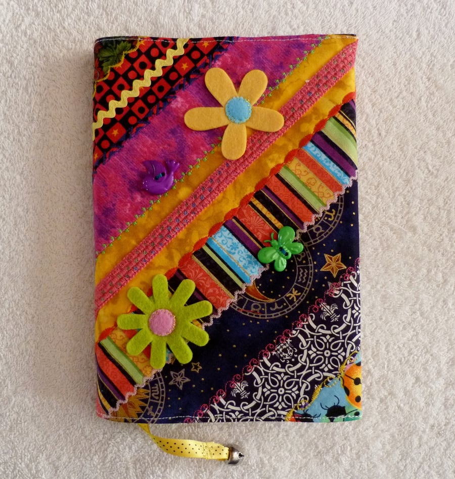 Embellished Patchwork A5 Notebook with Bookmar... - Folksy