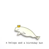 a beluga and a birthday hat - handmade birthday... - Folksy