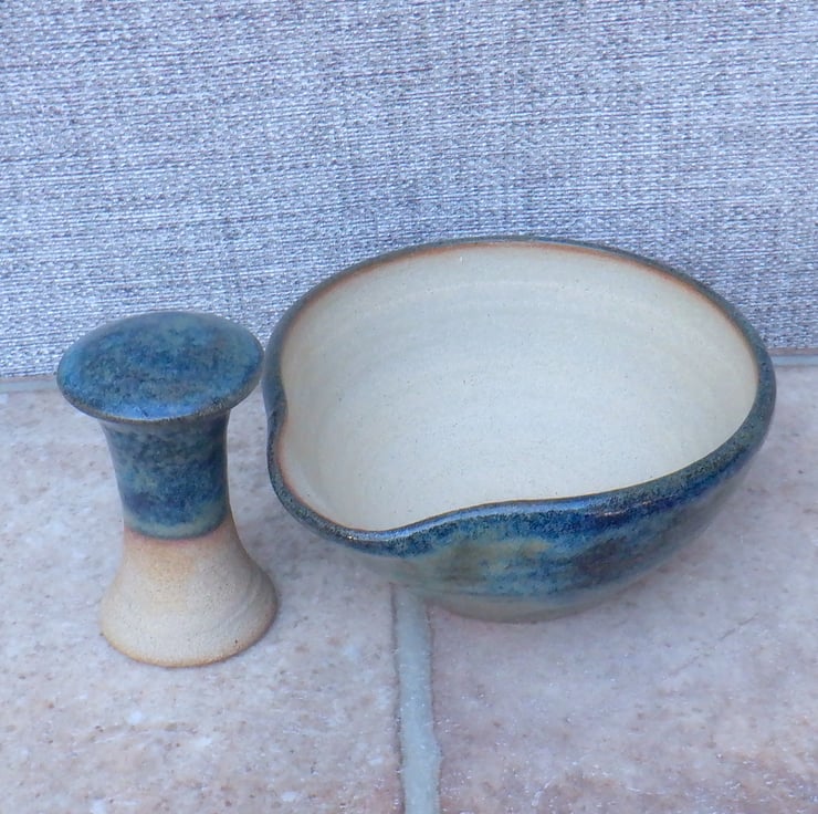 Pestle and mortar spice herb grinder stoneware ... - Folksy