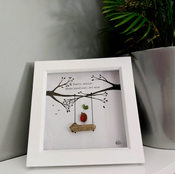 Sea Glass Robin Art - Beach Glass Framed Pictur... - Folksy
