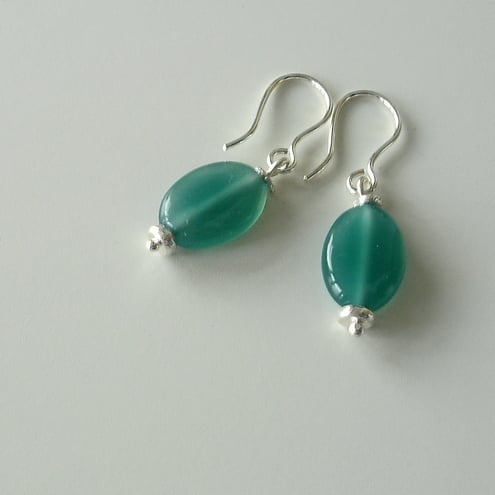 Green Agate Silver earrings - Folksy