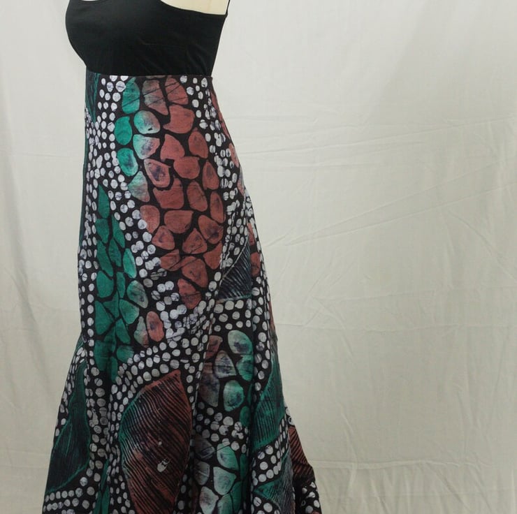 Red and Green batik fabric - Folksy