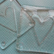 Pair of Fused Glass Coasters - Hearts - Folksy